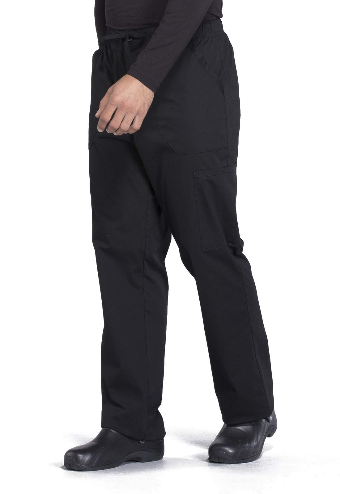 Cherokee Men Scrubs Pant Workwear Professionals Tapered Leg Fly Front Cargo WW190, M, Black