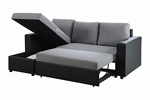 Coaster Home Furnishings 503929 Everly Reversible Sleeper Sectional Sofa Grey and Black