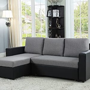 Coaster Home Furnishings 503929 Everly Reversible Sleeper Sectional Sofa Grey and Black