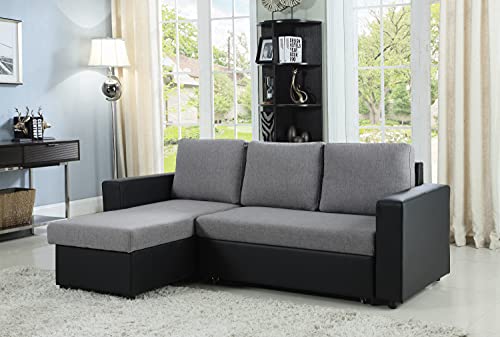 Coaster Home Furnishings 503929 Everly Reversible Sleeper Sectional Sofa Grey and Black