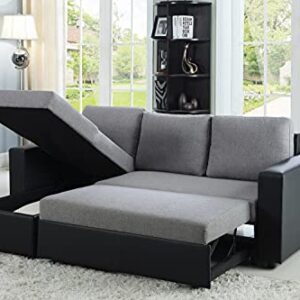 Coaster Home Furnishings 503929 Everly Reversible Sleeper Sectional Sofa Grey and Black