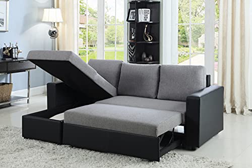 Coaster Home Furnishings 503929 Everly Reversible Sleeper Sectional Sofa Grey and Black