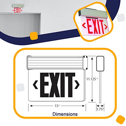 Ciata Led Exit Sign, Light up Exit Sign, Emergency Lighting Exit Sign, Single Face Edge Lit Emergency Exit Lights with Battery Backup, Exit Light, Clear Panel Wall Mount Red Illuminated Exit Sign