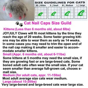 JOYJULY 140pcs Pet Cat Kitty Soft Claws Caps Control Soft Paws of 4 Glitter Colors, 10 Colorful Cat Nail Caps Covers + 7 Adhesive Glue+7 Applicator with Instruction, Medium M