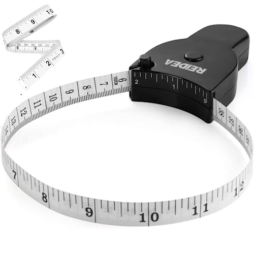 REIDEA Body Measure Tape 60in (150cm), Lock Pin and Push-Button Retract, Ergnomic and Portable Design, Incl. Bonus Kit (1x 79in Clothing Measure Tape, 1 x 60in Mini Retractable Tape Measure), Black