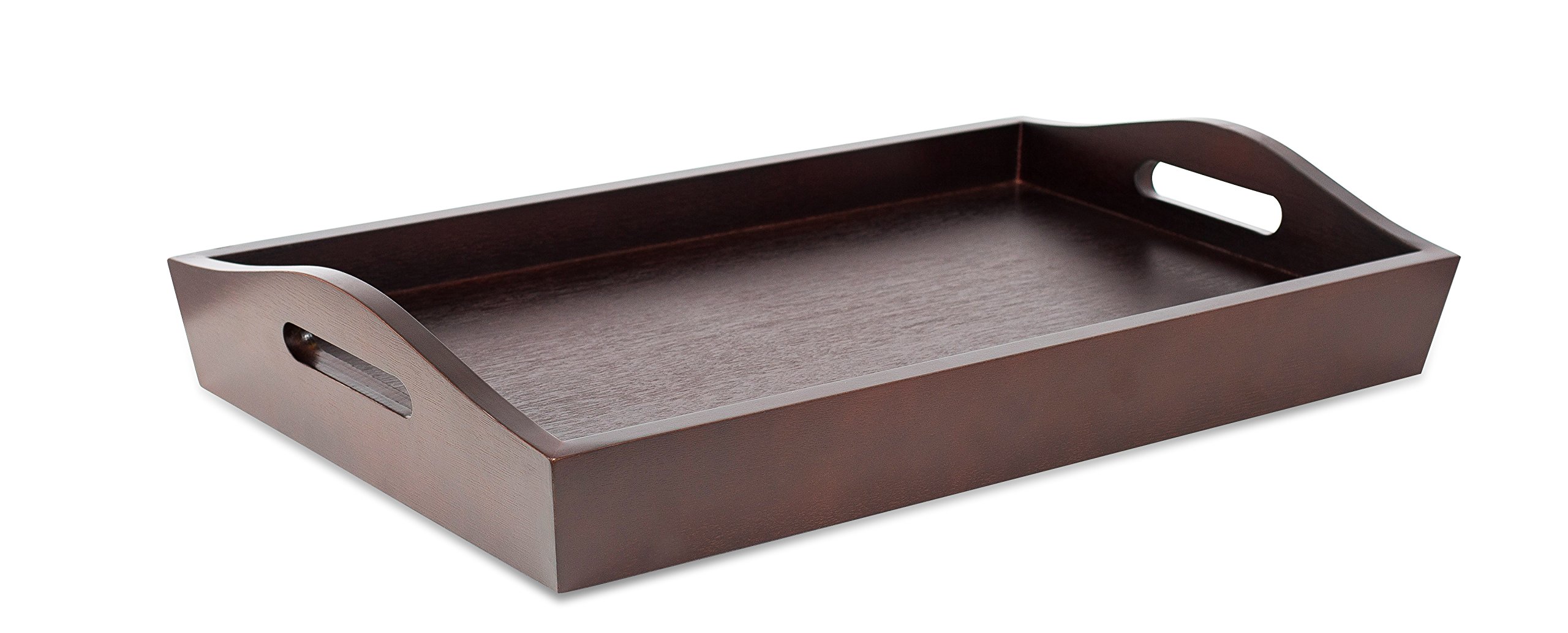 BirdRock Home Wood Bed Tray with Folding Legs - Wide Breakfast Serving Tray Lap Desk with Sides and Handles - Walnut