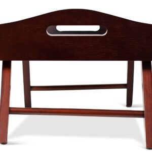 BirdRock Home Wood Bed Tray with Folding Legs - Wide Breakfast Serving Tray Lap Desk with Sides and Handles - Walnut