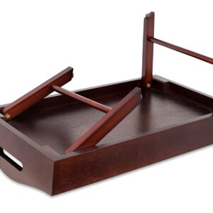 BirdRock Home Wood Bed Tray with Folding Legs - Wide Breakfast Serving Tray Lap Desk with Sides and Handles - Walnut