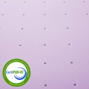 Mellow 2 Inch Ventilated Memory Foam Mattress Topper, Soothing Lavender Infusion, CertiPUR-US Certified, Full