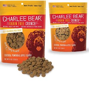 Charlee Bear Crunch Chicken, Pumpkin & Apple Flavor Dog Treat and Snack (2 Pack) 8 oz Each