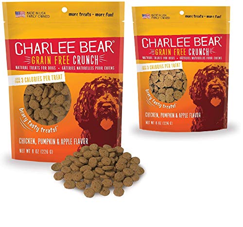 Charlee Bear Crunch Chicken, Pumpkin & Apple Flavor Dog Treat and Snack (2 Pack) 8 oz Each