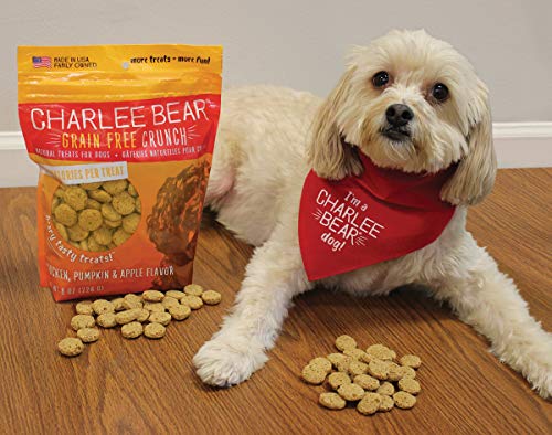 Charlee Bear Crunch Chicken, Pumpkin & Apple Flavor Dog Treat and Snack (2 Pack) 8 oz Each