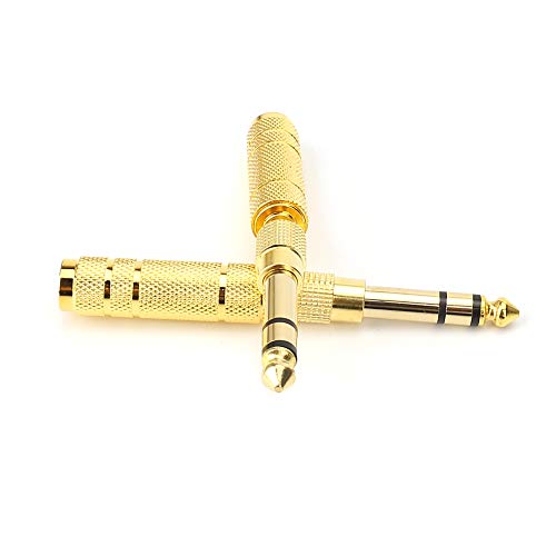 SiYear 3.5mm 1/8 inch TRS Plug to 6.35mm 1/4 inch Jack and 3.5mm Female to 6.35 Male Plug Gold Plated Set Audio Stereo Adapter Converter for Headphone, Microphone (4 -Pack)