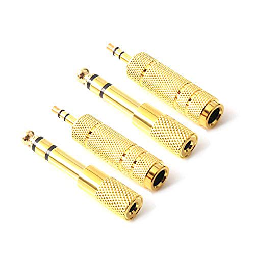 SiYear 3.5mm 1/8 inch TRS Plug to 6.35mm 1/4 inch Jack and 3.5mm Female to 6.35 Male Plug Gold Plated Set Audio Stereo Adapter Converter for Headphone, Microphone (4 -Pack)