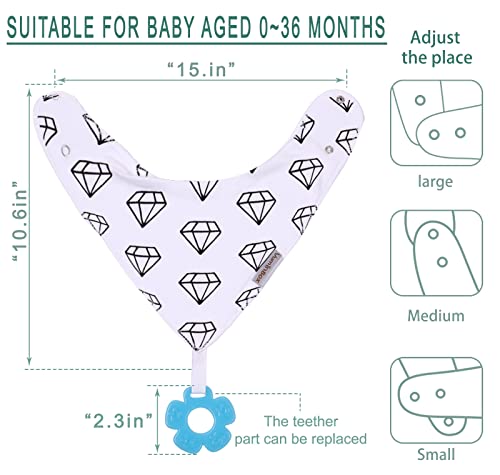 vuminbox Baby Bandana Drool Bibs and Teething Toys Made with 100% Organic Cotton, Absorbent and Soft (10-Pack Unisex)