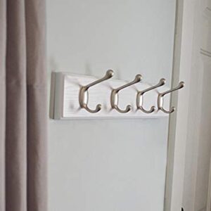 HIGH & MIGHTY 515703 Coat Rack 4 Hook Rail, Easy Tool-Free Dry Wall Installation, Holds up to 30lbs, 18", White & Silver