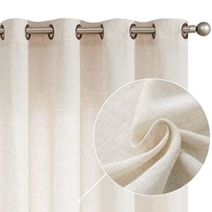 jinchan linen beige curtains 84 inch long for living room bedroom farmhouse grommet top light filtering window drapes 50x84 crude 2 panels