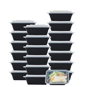 nutribox [20 value pack] single one compartment 12oz mini meal prep food storage containers - bpa free reusable lunch bento box with lids - spill proof, microwave, dishwasher and freezer safe