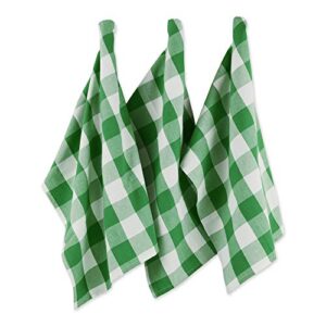 dii buffalo check kitchen collection, classic farmhouse dishtowel set, 20x30, green & white, 3 piece