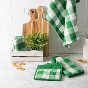 DII Buffalo Check Kitchen Collection, Classic Farmhouse Dishtowel Set, 20x30, Green & White, 3 Piece