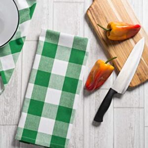 DII Buffalo Check Kitchen Collection, Classic Farmhouse Dishtowel Set, 20x30, Green & White, 3 Piece