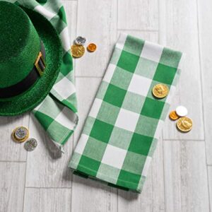 DII Buffalo Check Kitchen Collection, Classic Farmhouse Dishtowel Set, 20x30, Green & White, 3 Piece