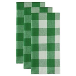 DII Buffalo Check Kitchen Collection, Classic Farmhouse Dishtowel Set, 20x30, Green & White, 3 Piece