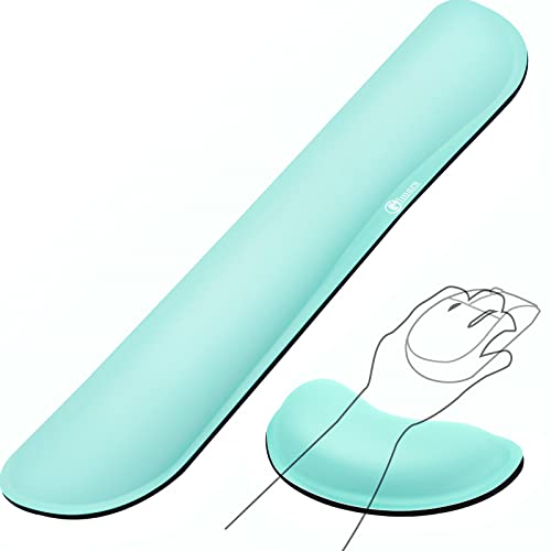 Gimars Superfine Fiber Widen Memory Foam Set Nonslip Mouse Pad Wrist Support & Keyboard Wrist Rest Support for Office, Computer, Laptop & Mac & Comfortable & Lightweight for Easy Typing & Pain Relief