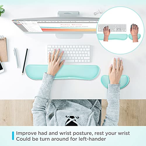 Gimars Superfine Fiber Widen Memory Foam Set Nonslip Mouse Pad Wrist Support & Keyboard Wrist Rest Support for Office, Computer, Laptop & Mac & Comfortable & Lightweight for Easy Typing & Pain Relief