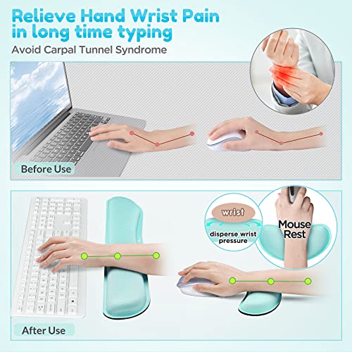 Gimars Superfine Fiber Widen Memory Foam Set Nonslip Mouse Pad Wrist Support & Keyboard Wrist Rest Support for Office, Computer, Laptop & Mac & Comfortable & Lightweight for Easy Typing & Pain Relief