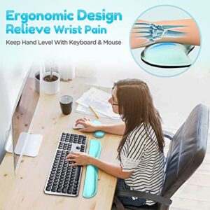 Gimars Superfine Fiber Widen Memory Foam Set Nonslip Mouse Pad Wrist Support & Keyboard Wrist Rest Support for Office, Computer, Laptop & Mac & Comfortable & Lightweight for Easy Typing & Pain Relief