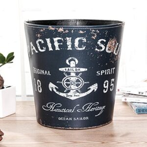 Scakbyer Trash Can, 10L/2.64Gallon British Style Trash Bin Household Uncovered Garbage Can Decoration(Boat Anchor Pattern) - Pattern-1