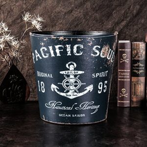 Scakbyer Trash Can, 10L/2.64Gallon British Style Trash Bin Household Uncovered Garbage Can Decoration(Boat Anchor Pattern) - Pattern-1