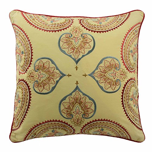 Waverly Swept Away Modern Paisley Square Decorative Throw Pillow, 18" x 18", Berry