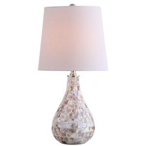 jonathan y jyl1024a mona 20.5" mini led table lamp, cottage, coastal, transitional, modern, elegant, office, living room, family room, dining room, bedroom, hallway, foyer, seashell