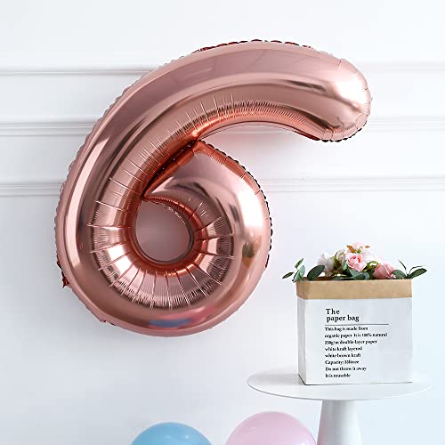 BALBALONAR 40 inch Jumbo 16th Rose Gold Foil Balloons for Birthday Party Supplies,Anniversary Events Decorations and Graduation Decorations (ROSE16)