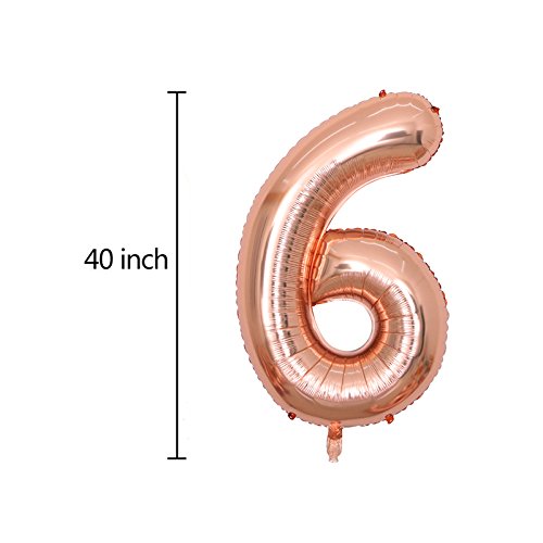 BALBALONAR 40 inch Jumbo 16th Rose Gold Foil Balloons for Birthday Party Supplies,Anniversary Events Decorations and Graduation Decorations (ROSE16)