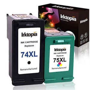 1 black and 1 tri-color remanufactured ink cartridge replacement for hp 74xl 74 xl 75xl high yield for deskjet d4260 d4360 officejet j05725 j6405 photosmart c4280 c4385 c4480 c4580 c5280 c5580 d5360