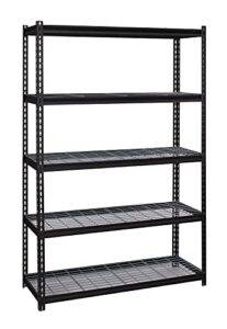 iron horse 2300 deck wire shelving unit, 5 shelf, 18" x 48" x 72", black, black & zinc