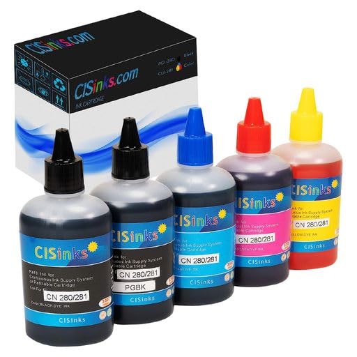 CISinks Refill Ink Bottle Set Compatible Alternative for PGI-280 / CLI-281 Printers PIXMA TR8520 TR7520 TS6120