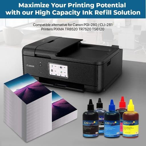 CISinks Refill Ink Bottle Set Compatible Alternative for PGI-280 / CLI-281 Printers PIXMA TR8520 TR7520 TS6120