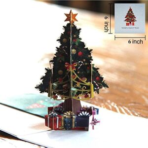 BTOOP 7Pcs 3D Pop Up Colorful Christmas Greeting Cards Merry Christmas Cards Handmade Holiday Xmas Cards & Envelopes for Xmas/New Year