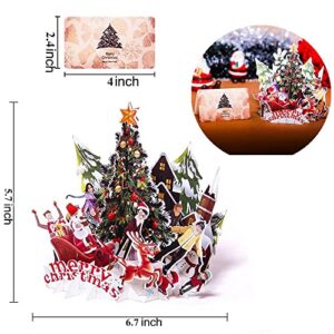 BTOOP 7Pcs 3D Pop Up Colorful Christmas Greeting Cards Merry Christmas Cards Handmade Holiday Xmas Cards & Envelopes for Xmas/New Year