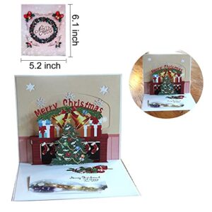 BTOOP 7Pcs 3D Pop Up Colorful Christmas Greeting Cards Merry Christmas Cards Handmade Holiday Xmas Cards & Envelopes for Xmas/New Year