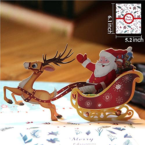 BTOOP 7Pcs 3D Pop Up Colorful Christmas Greeting Cards Merry Christmas Cards Handmade Holiday Xmas Cards & Envelopes for Xmas/New Year