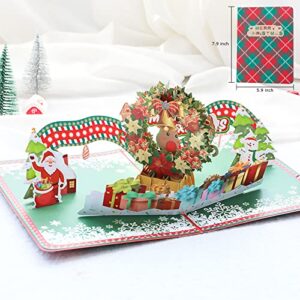 BTOOP 7Pcs 3D Pop Up Colorful Christmas Greeting Cards Merry Christmas Cards Handmade Holiday Xmas Cards & Envelopes for Xmas/New Year