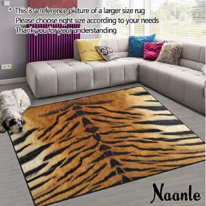 Naanle Animal Print Area Rug 4'x5', Tiger Print Polyester Area Rug Mat for Living Dining Dorm Room Bedroom Home Decorative