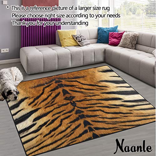 Naanle Animal Print Area Rug 4'x5', Tiger Print Polyester Area Rug Mat for Living Dining Dorm Room Bedroom Home Decorative