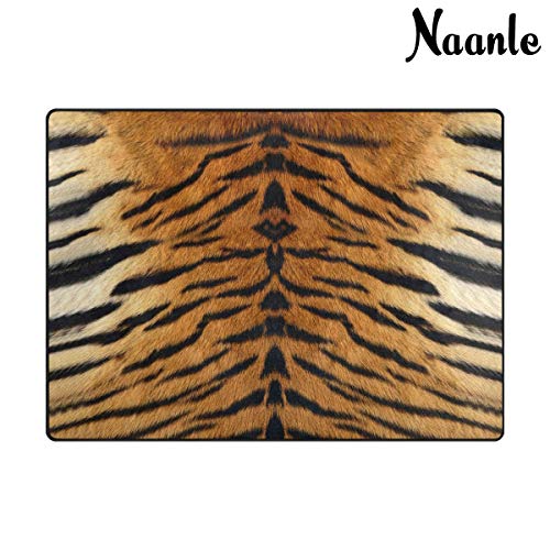 Naanle Animal Print Area Rug 4'x5', Tiger Print Polyester Area Rug Mat for Living Dining Dorm Room Bedroom Home Decorative