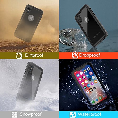 OUNNE iPhone X/Xs Waterproof Case, Underwater Full Sealed Cover Snowproof Shockproof Dirtproof IP68 Certified Waterproof Case with Built-in Screen Protector for iPhone X/Xs